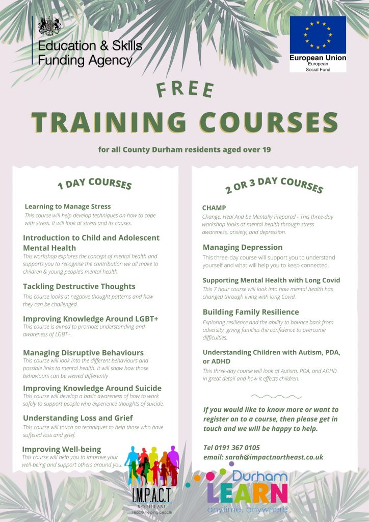 Free Training Courses - Durham Dales Health Federation